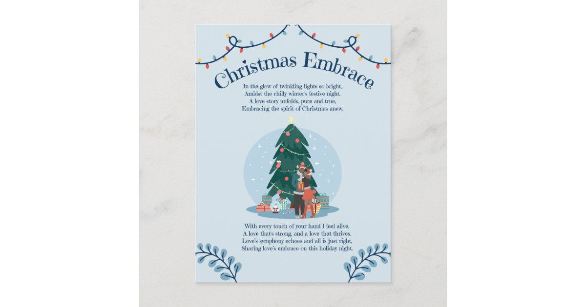 Christmas Embrace Love Poem Postcard | Zazzle