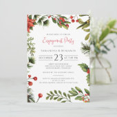 Christmas Engagement Party Berries Mistletoe Invitation | Zazzle