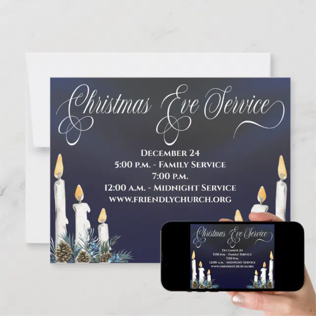 Christmas Eve Candlelight Service Church Invitation | Zazzle