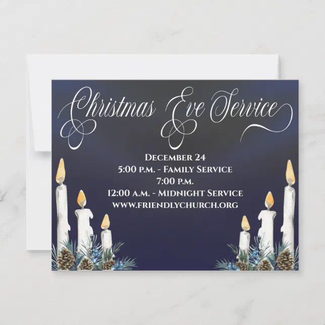 Christmas Eve Candlelight Service Church Invitation | Zazzle