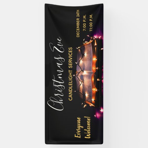 Christmas Eve Church Candlelight Service Banner | Zazzle