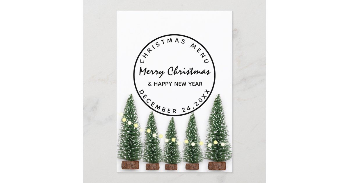 Christmas Eve Holiday Winter Menu Light Green Tree | Zazzle