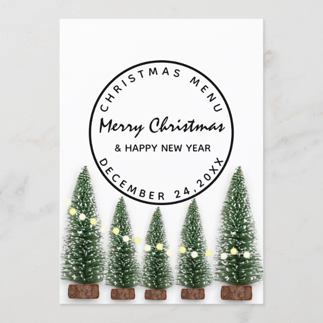Christmas Eve Holiday Winter Menu Light Green Tree | Zazzle