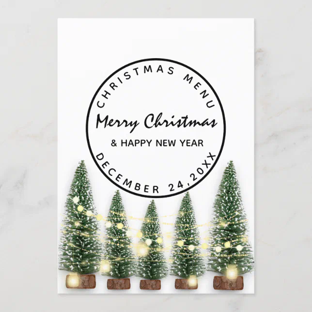 Christmas Eve Holiday Winter Menu Light Green Whit | Zazzle