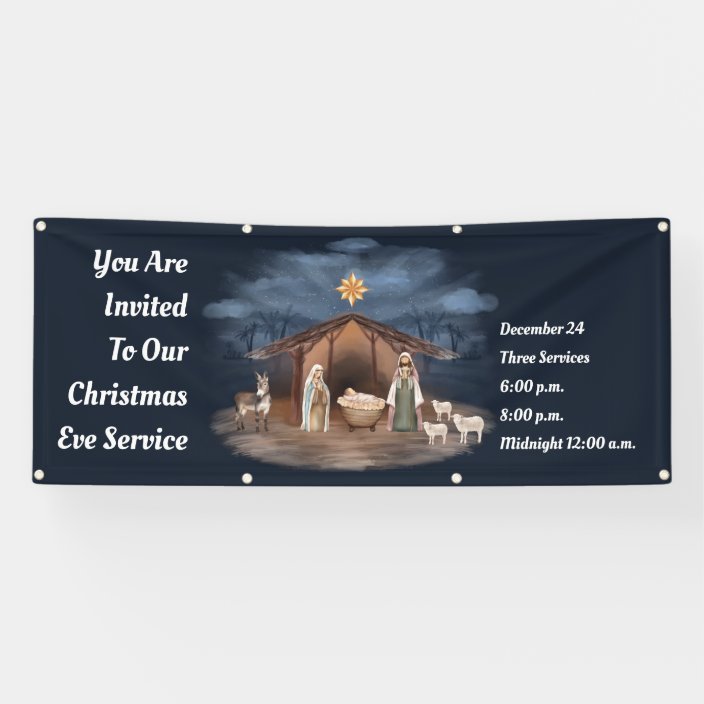 Christmas Eve Service Nativity Christian Church Banner | Zazzle.com
