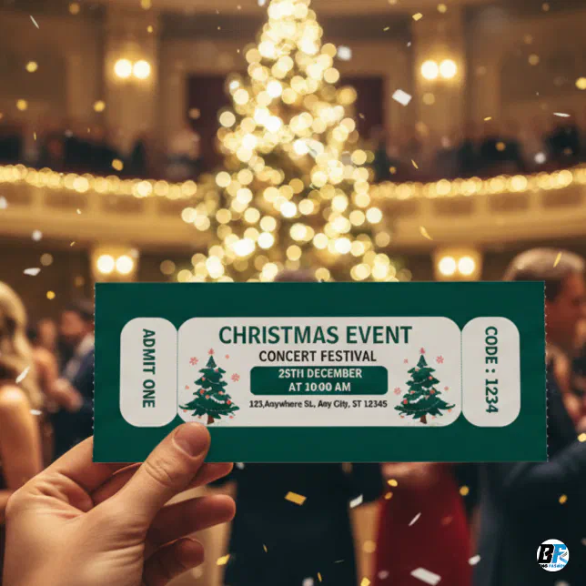 Christmas Event,Festival Concert Entry Pass Ticket Invitation | Zazzle