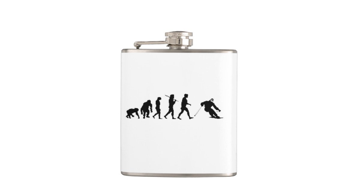 Christmas evolution skier ski skiing flask | Zazzle