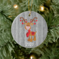 Christmas Face Mask Rudolph Reindeer 2020 Wood Ceramic Ornament | Zazzle