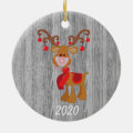 Christmas Face Mask Rudolph Reindeer 2020 Wood Ceramic Ornament | Zazzle