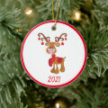 Christmas Face Mask Rudolph Reindeer 2021 Ceramic Ornament | Zazzle