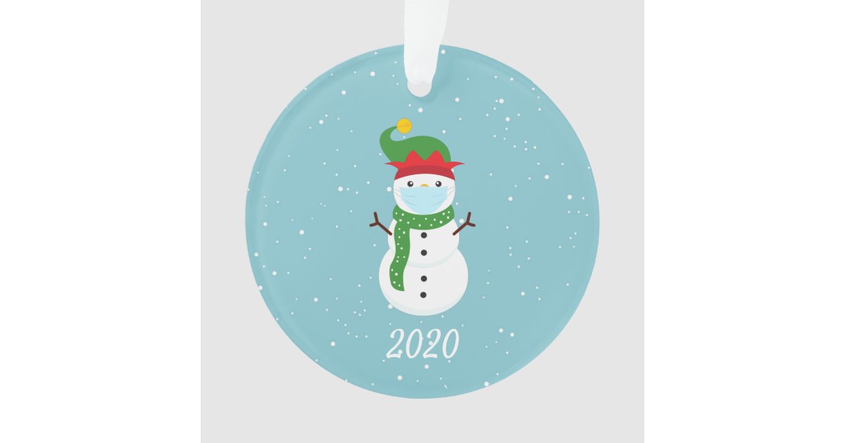 Christmas Face Mask Snowman 2020 Quarantine Ornament | Zazzle
