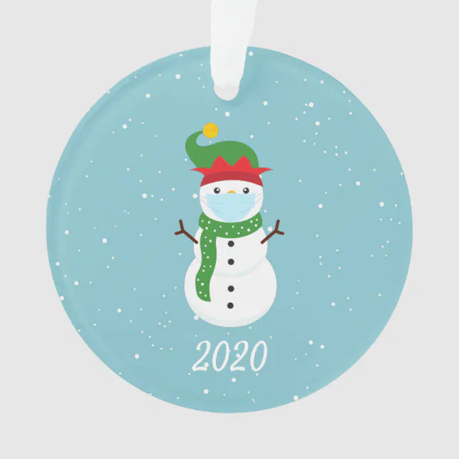 Christmas Face Mask Snowman 2020 Quarantine Ornament | Zazzle