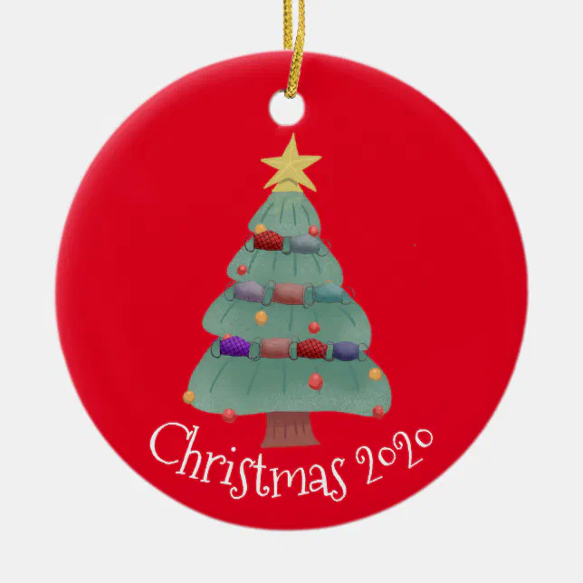 Christmas Face mask Tree Covid 2020 Ceramic Ornament | Zazzle