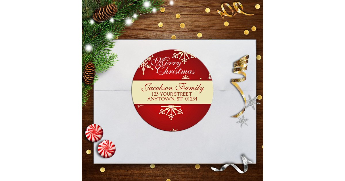 Christmas Family Address Classic Round Sticker | Zazzle