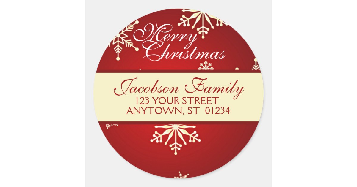 Christmas Family Address Classic Round Sticker | Zazzle.com