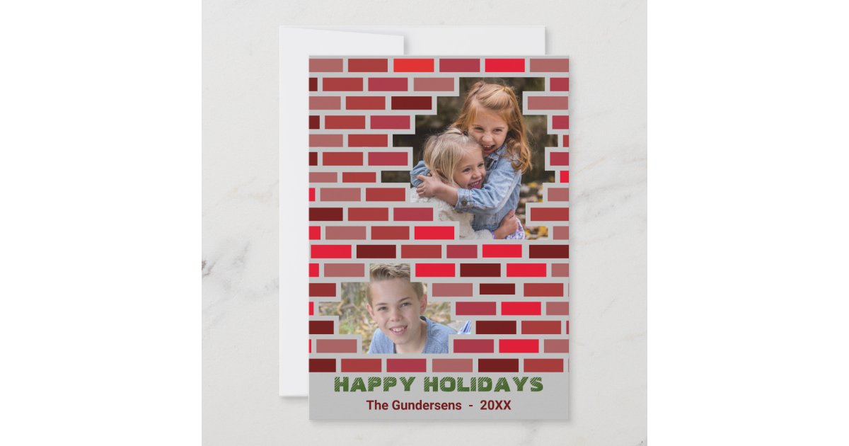 Christmas Family Collage Bricks Holiday Card | Zazzle