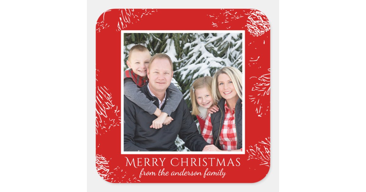Christmas Family Photo Gift Label Stickers | Zazzle