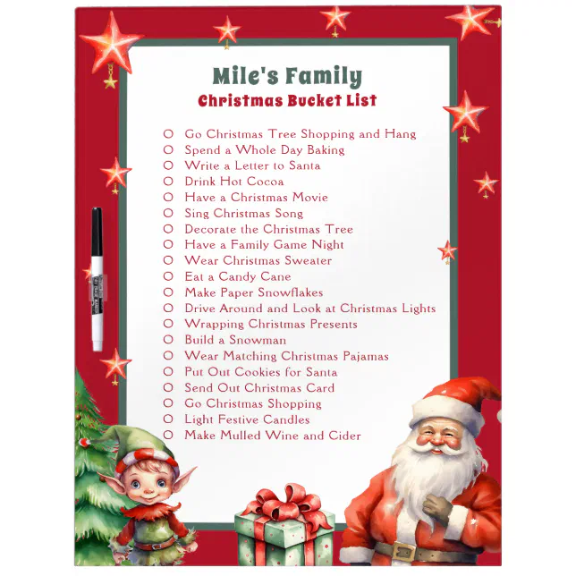 Christmas Family To Do List Planner Dry Erase Board | Zazzle