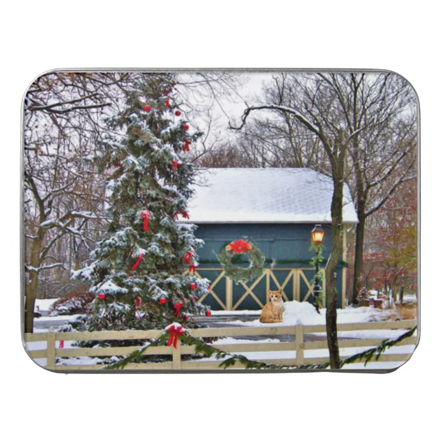 Christmas Farm with Barn and Tabby Cat Jigsaw Puzzle | Zazzle