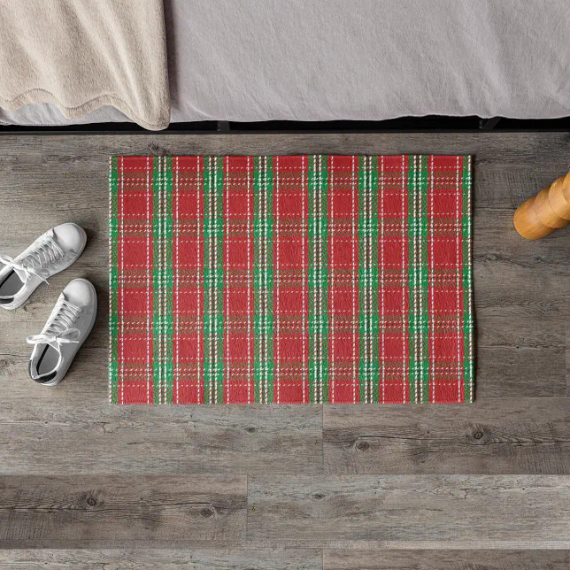 Christmas Farmhouse Rustic Holiday Red Plaid Doormat | Zazzle
