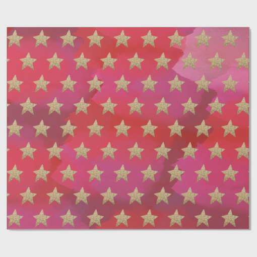 Christmas Faux Glitter Stars Gift Wrapping Paper | Zazzle