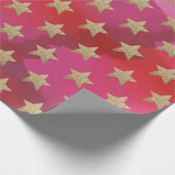 Christmas Faux Glitter Stars Gift Wrapping Paper | Zazzle