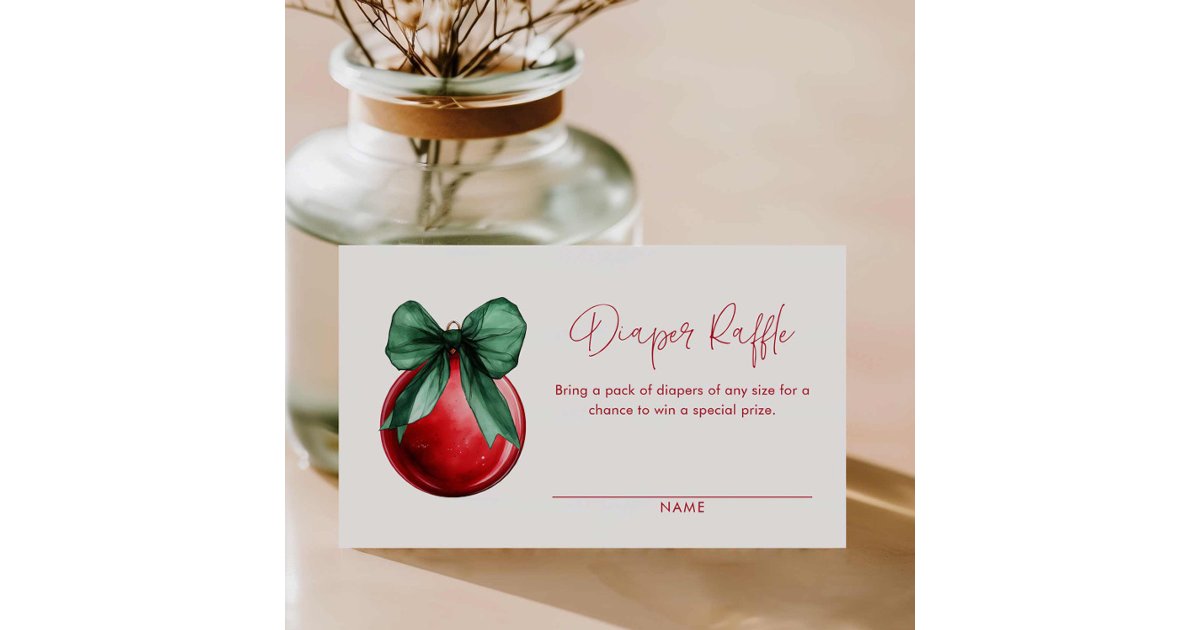 Christmas Festive Diaper Raffle Ticket Enclosure Card | Zazzle
