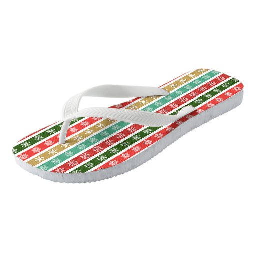 Christmas Festive patterns and colors Flip Flops | Zazzle