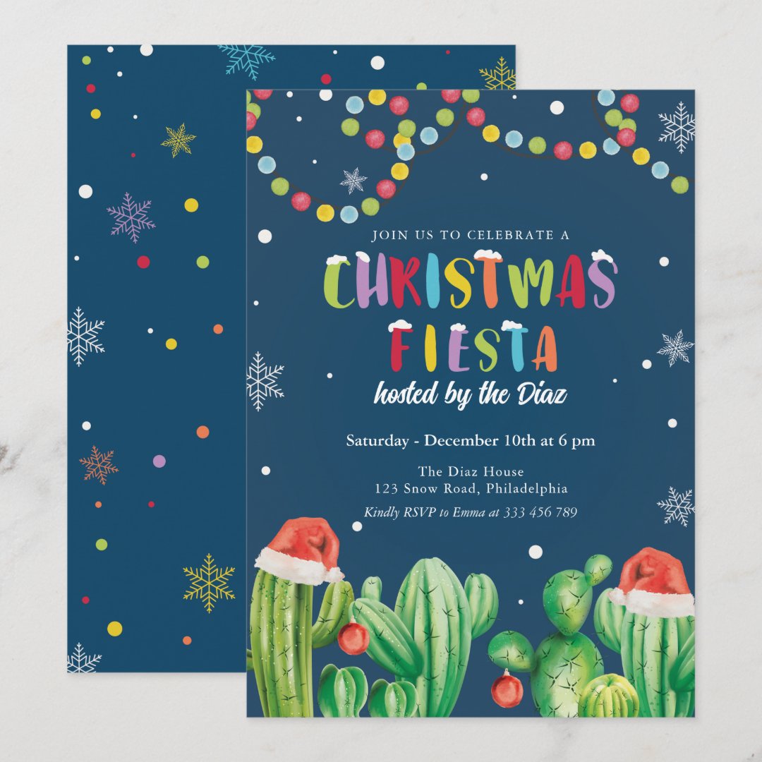 Christmas Fiesta Invitation Cacti party Invitation | Zazzle