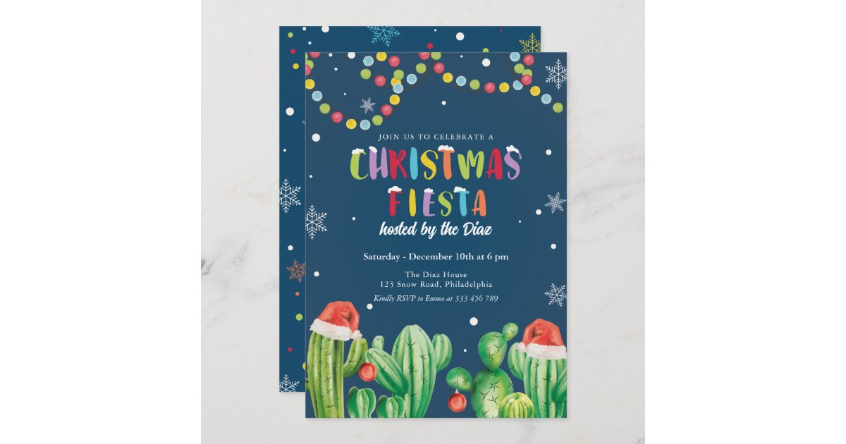 Christmas Fiesta Invitation Cacti party Invitation | Zazzle