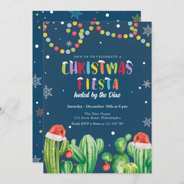 Christmas Fiesta Invitation Cacti party Invitation | Zazzle