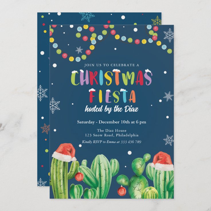 Christmas Fiesta Invitation Cacti party Invitation | Zazzle