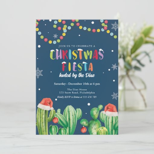 Christmas Fiesta Invitation Cacti party Invitation | Zazzle