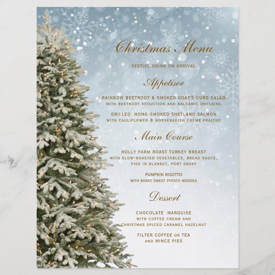 Christmas Fir Pine Tree | Menu Card | Zazzle
