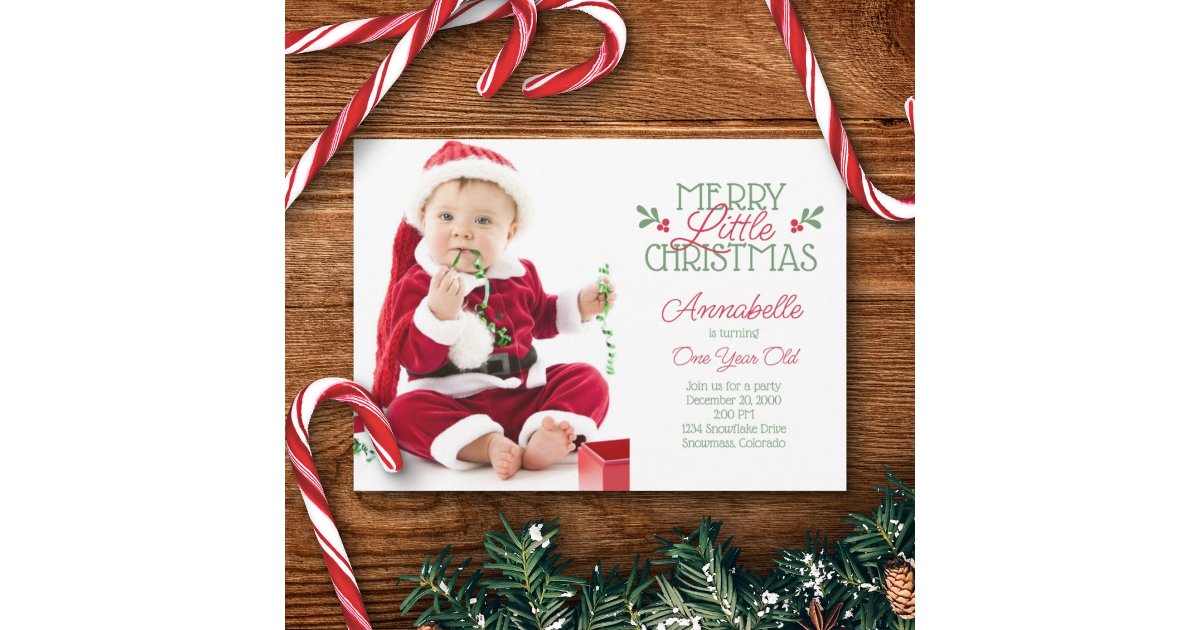Christmas First Birthday Invitation | Zazzle