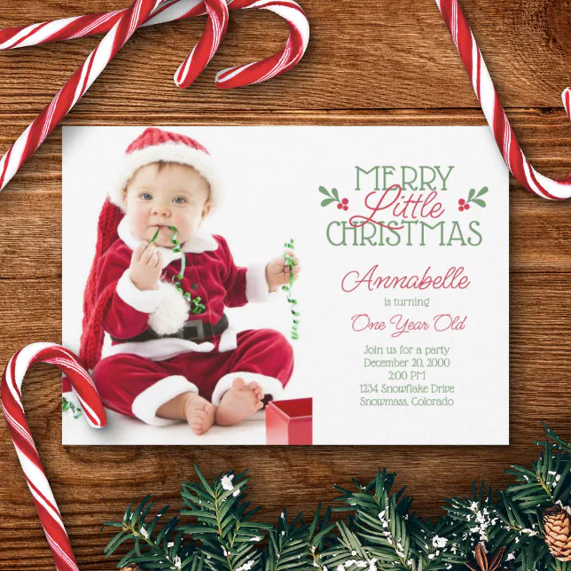 Christmas First Birthday Invitation | Zazzle