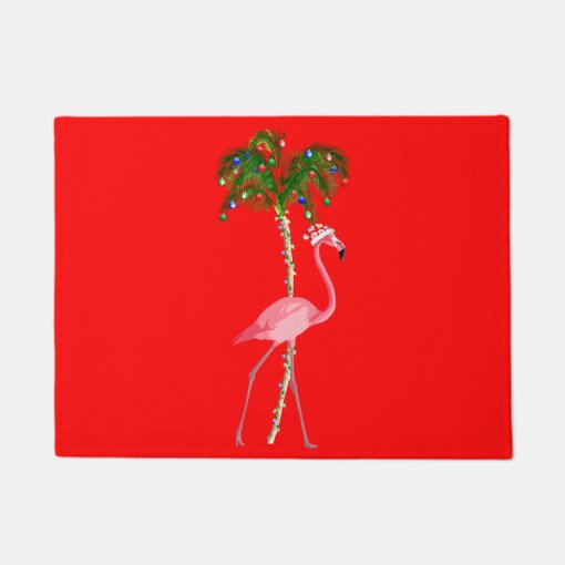 Christmas Flamingo Doormat | Zazzle
