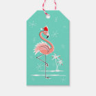 Flamingo Santa Pink Merry Christmas gift tags | Zazzle.com