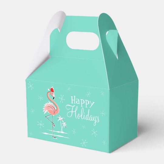 Christmas Flamingo Happy Holidays favor box gable | Zazzle.com