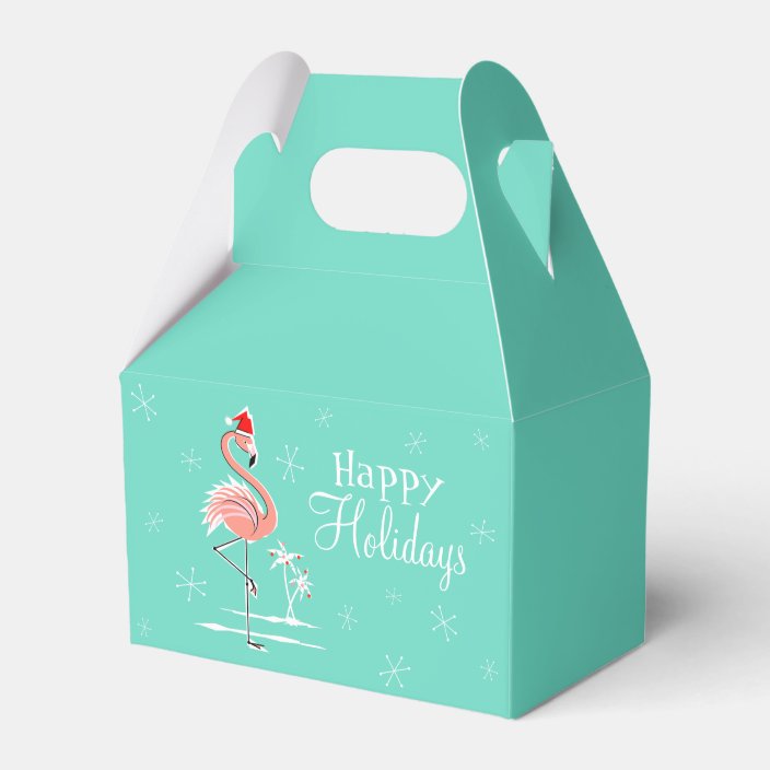 Christmas Flamingo Happy Holidays favor box gable | Zazzle.com