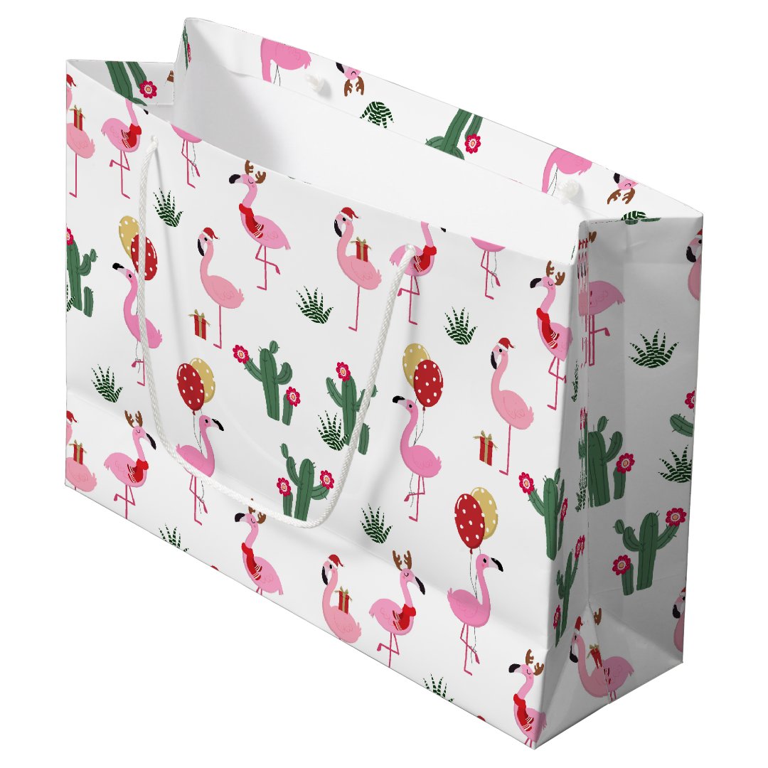 Christmas Flamingo Party | Holidays Large Gift Bag | Zazzle