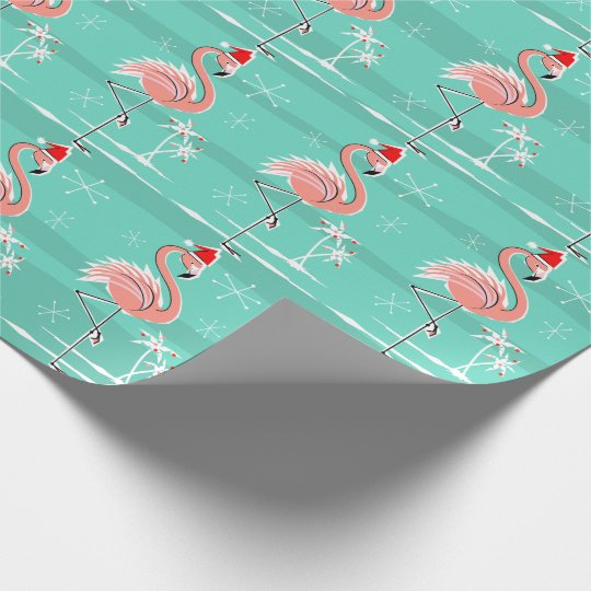 Christmas Flamingo Stripe wrapping paper | Zazzle.com