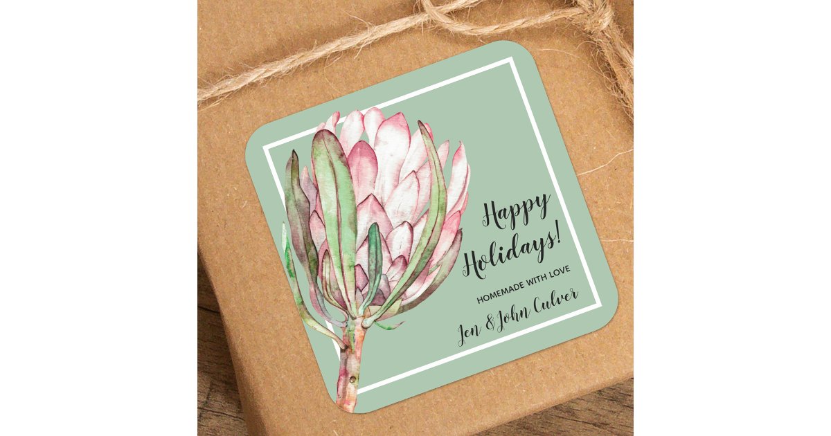 Christmas Floral Homemade Goods Holiday Baking Square Sticker | Zazzle