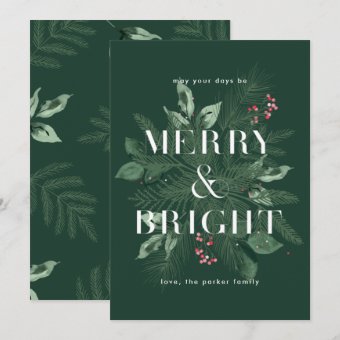 Christmas floral Non Photo Holiday Card | Zazzle