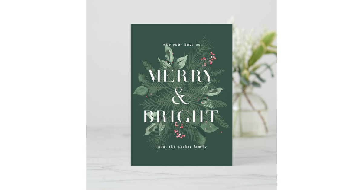 Christmas floral Non Photo Holiday Card | Zazzle