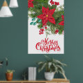 Christmas Floral Poinsettia Poster | Zazzle
