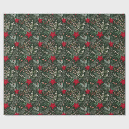 Christmas Floral Poinsettia Winter Heather Wrappin Wrapping Paper | Zazzle