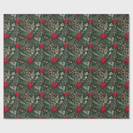 Christmas Floral Poinsettia Winter Heather Wrappin Wrapping Paper | Zazzle