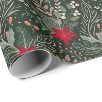 Christmas Floral Poinsettia Winter Heather Wrappin Wrapping Paper | Zazzle