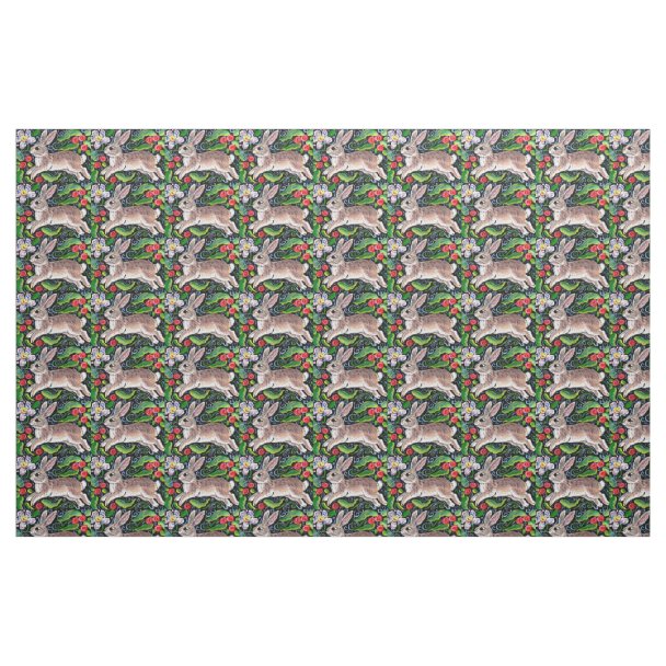 Folk Rabbit Fabric | Zazzle